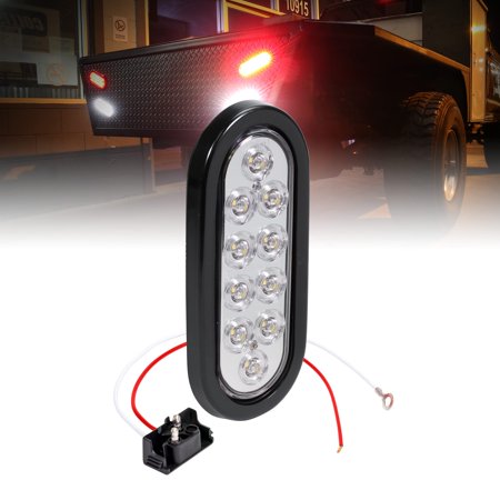6 White Oval LED Reverse Trailer Tail Light DOT FMVSS 108] SAE (2) R ...