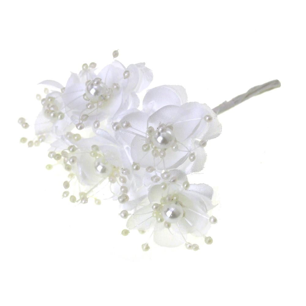 Satin Pearl Flowers Branch, 1-1/2-Inch, 12-Piece, White - Walmart.com