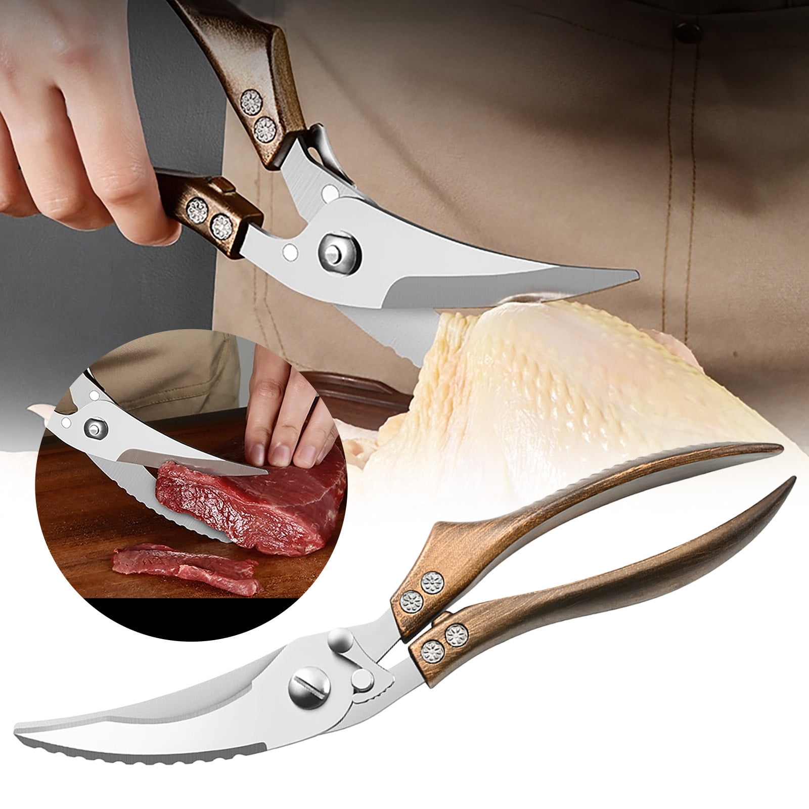 Heavy Duty Stainless Steel BoneCut Scissors Chicken Scissors Kitchen ...