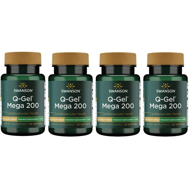 Swanson Q-Gel Mega 200 200 mg 30 Sgels 4 Pack - Walmart.com