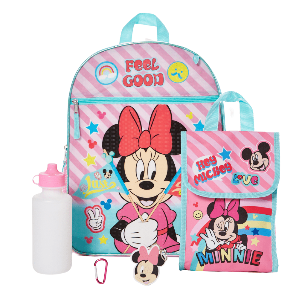 Minnie Mouse Girls Backpack with Lunch Bag and Water Bottle 5 Piece Set ...