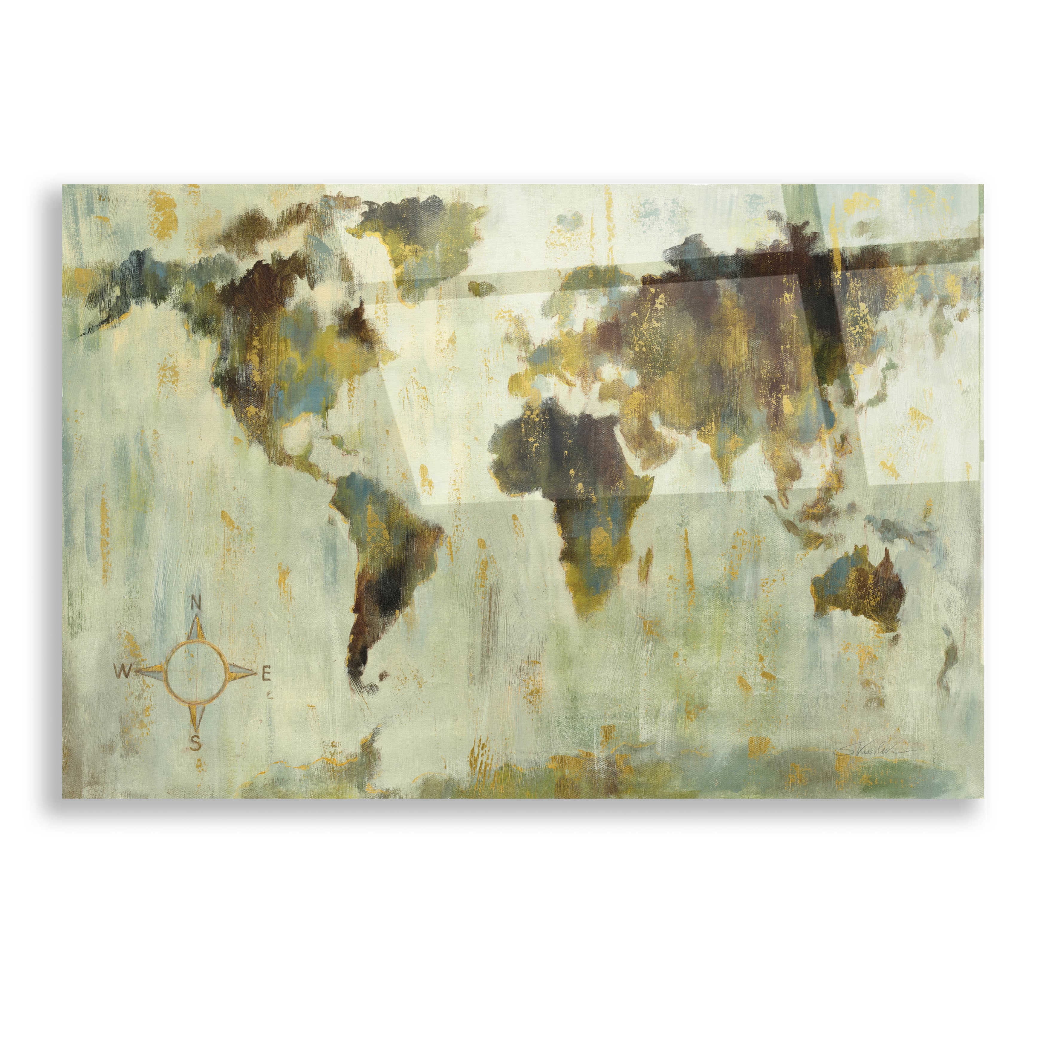 Epic Art 'Bronze World Map' by Silvia Vassileva, Acrylic Glass Wall Art ...