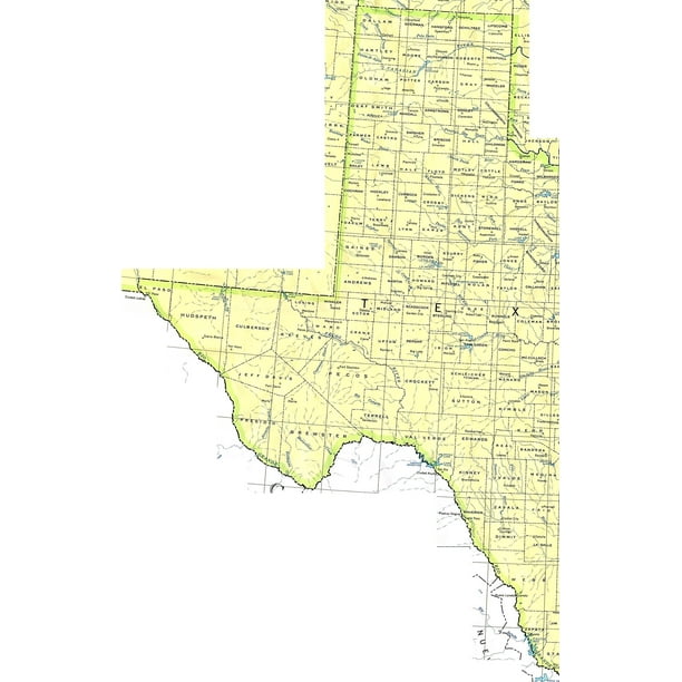 Laminated Map - Base reference Map of Western Texas Poster 20 x 30 ...