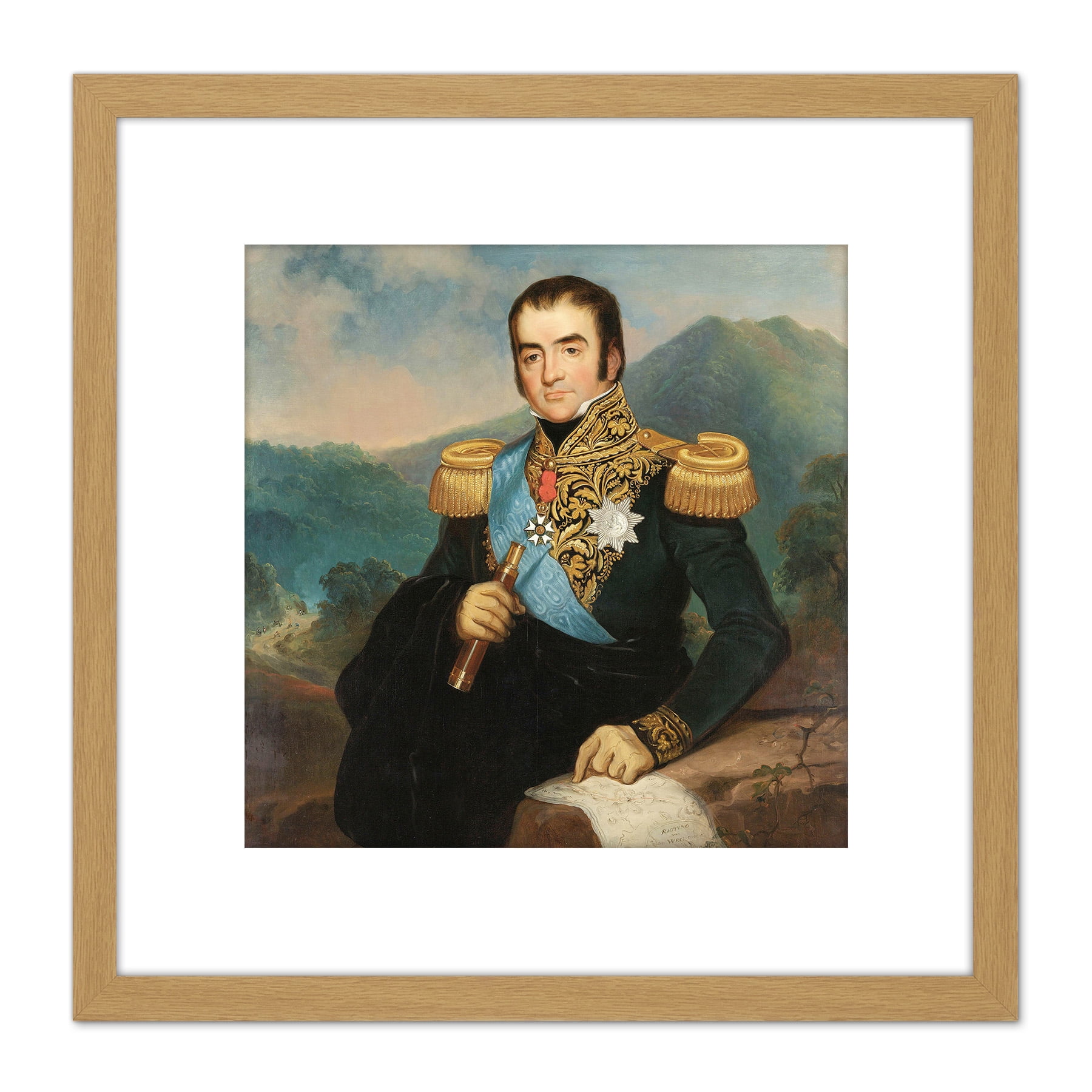 Saleh Posthumous Portrait Herman Willem Daendels 8X8 Inch Square Wooden ...