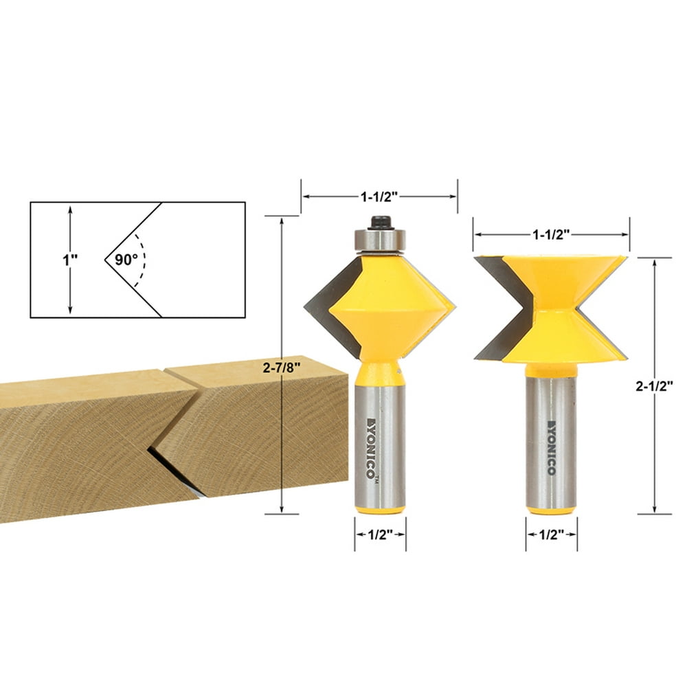 Edge Banding Router Bit Set V-Design Tongue & Groove - 1/2" Shank ...