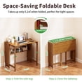 Brown Bamboo Folding Desk For Small Spaces 32.68 Inch Space-Saving ...