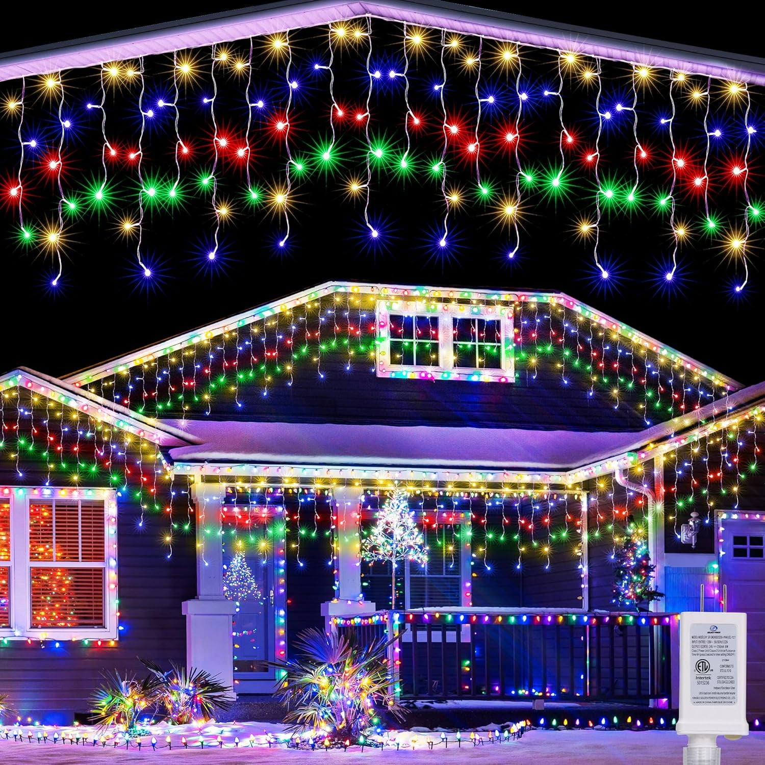 Joomer Christmas Icicle Lights, 32FT 8 Modes 250 LED Waterproof ...