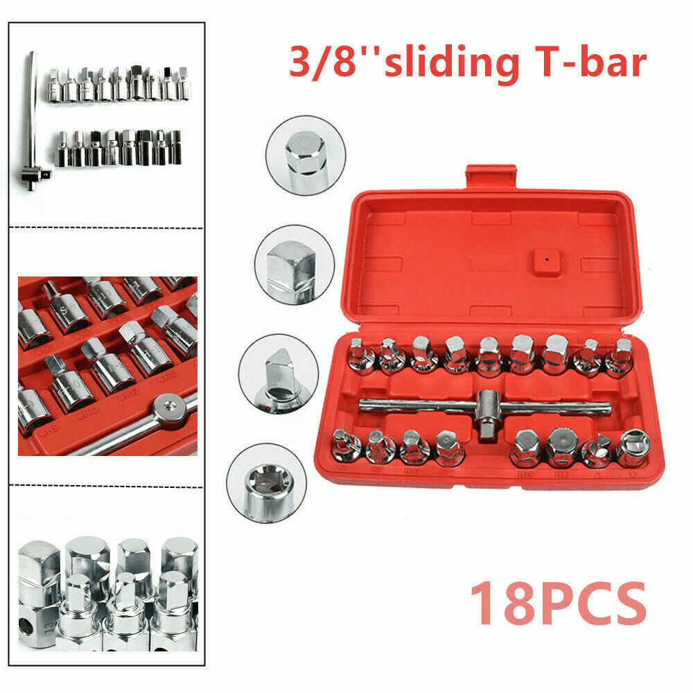 SHZICMY 18Pcs Oil Drain Plug Sump Tool 3/8" Wrench Socket Key Set ...