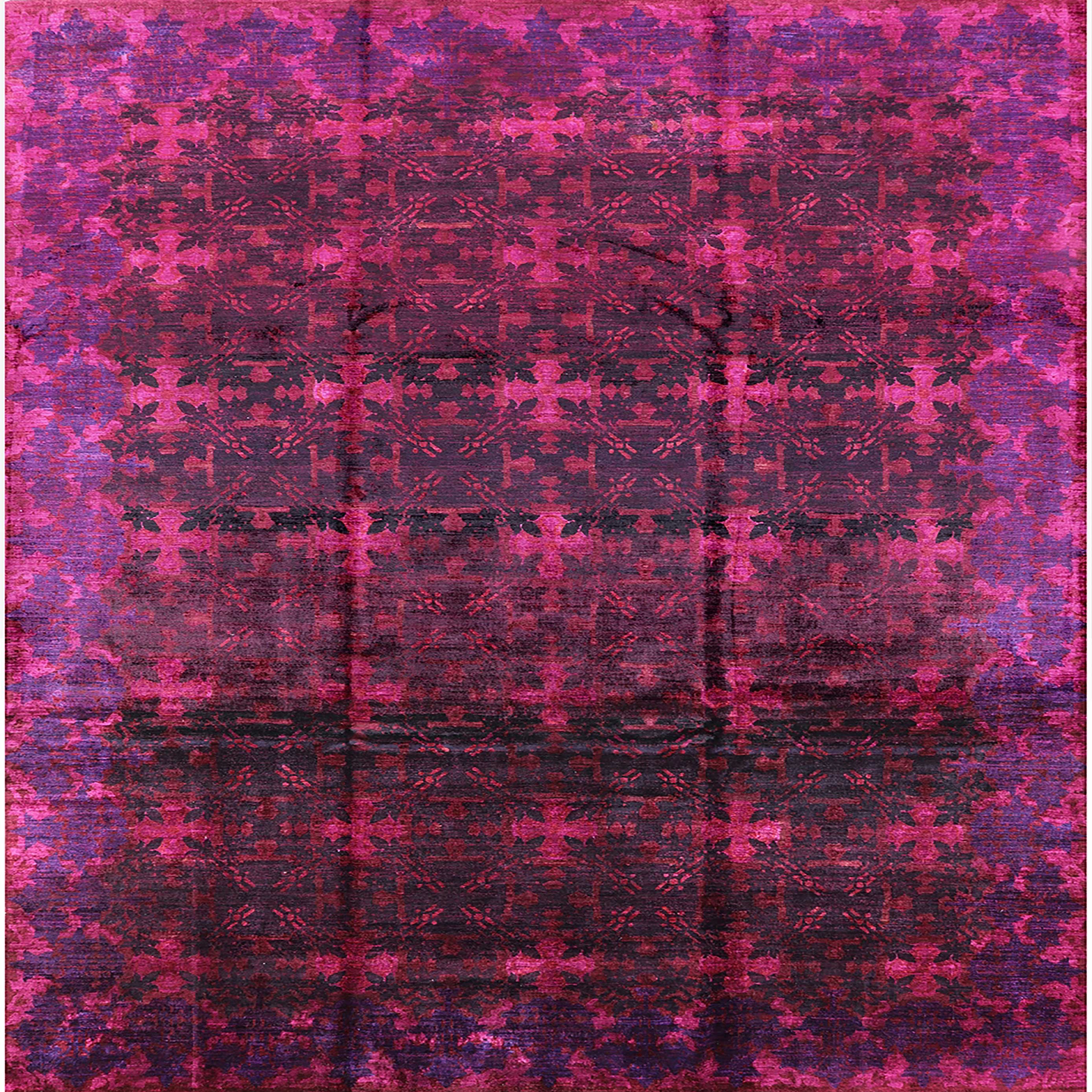 Ahgly Company Indoor Square Mid-Century Modern Dark Raspberry Purple ...