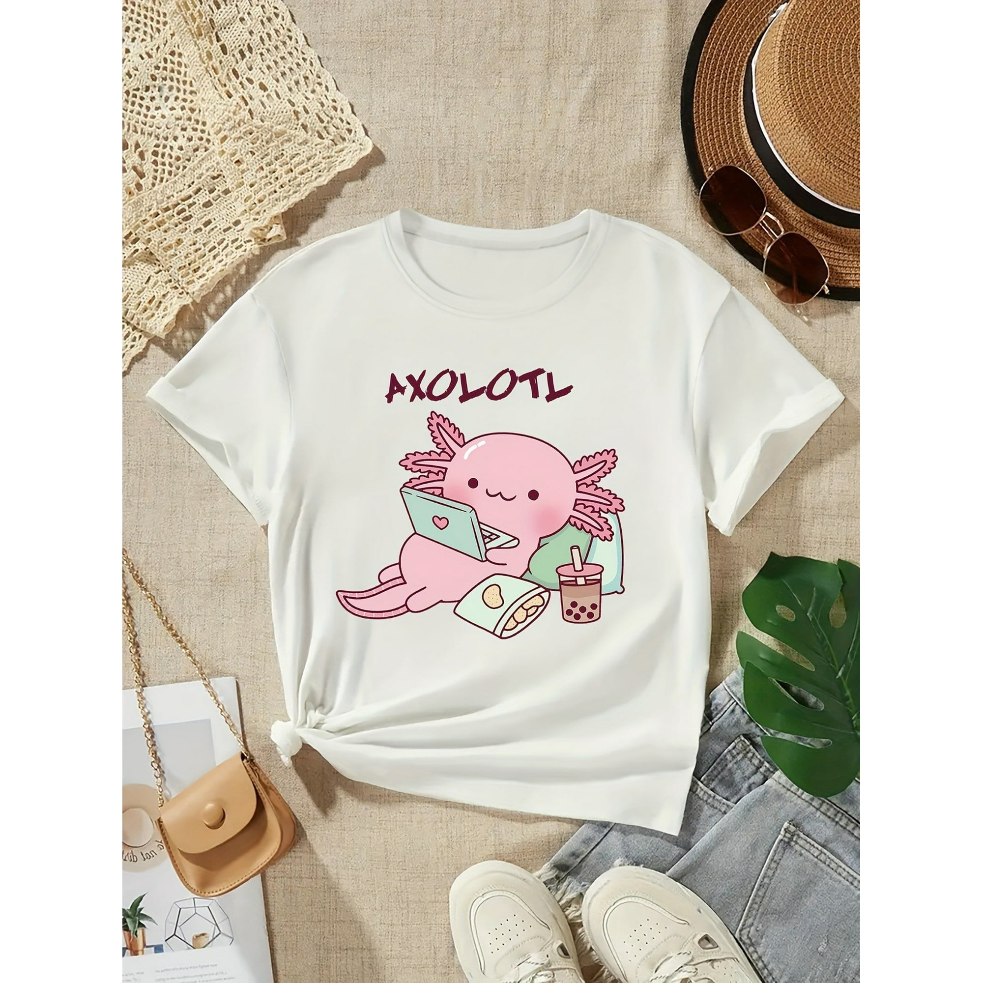 Click here for Generic Cartoon Axolotl With Laptop & Bubble Tea G... prices