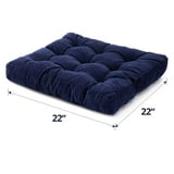 Large Square Thickened Floor Cushion, Cotton Linen, Navy, 21x21 Inch ...