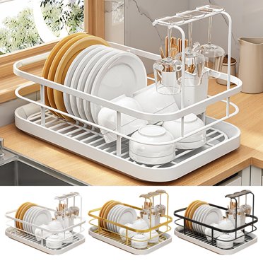NEX Premium Compact Dish Rack - Aluminum, Rose Gold, Cutlery Holder ...