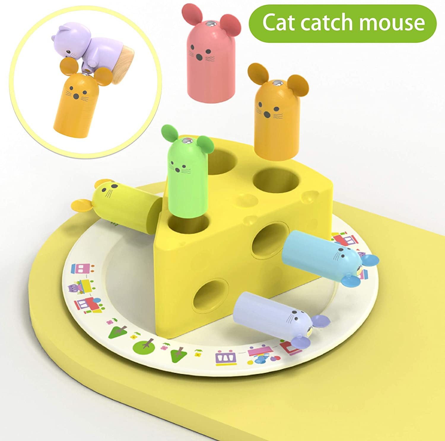 Buy Magnetic Wooden Rescue Cheese Game Toy for Toddlers - Cat Catch ...