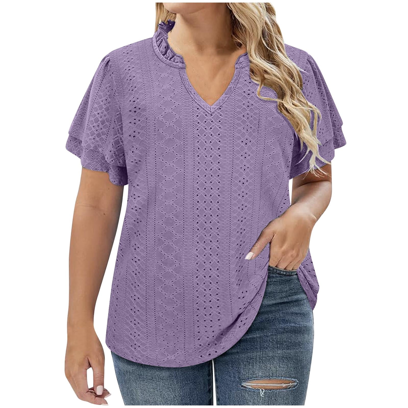 Click here for Aherbiu Plus Size T Shirts For Women V Neck Loose... prices