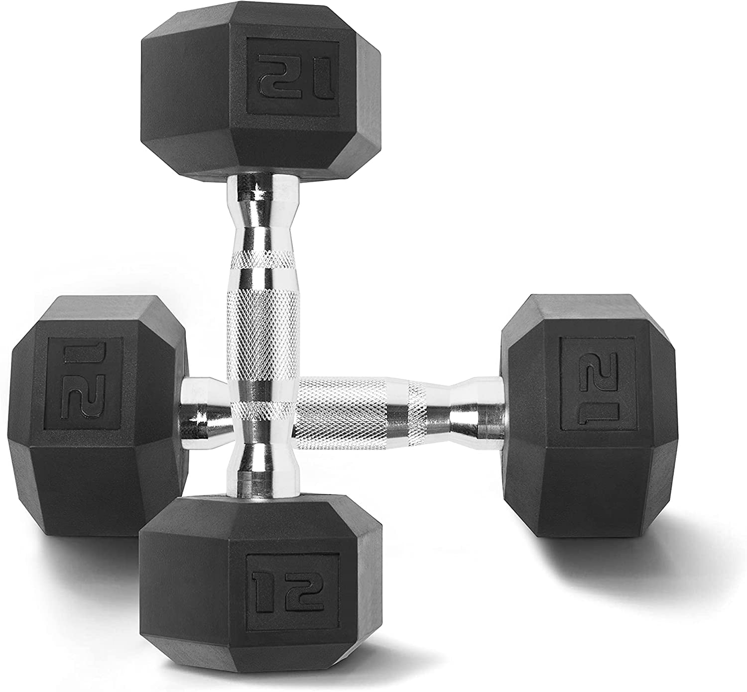 WF Athletic Supply Rubber Coated Solid Steel Cast-Iron Pair Dumbbells ...