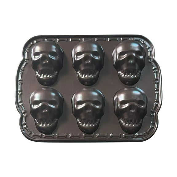 Skull Cake Pan Silicone Skull Cakelet Mold, 6 Cavities Skull Pirate ...