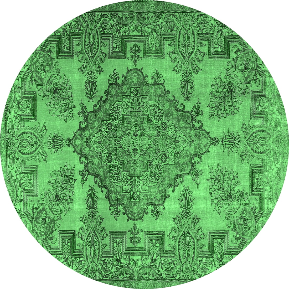 Ahgly Company Indoor Round Persian Emerald Green Traditional Area Rugs ...