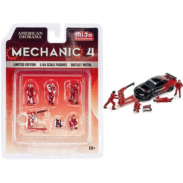 Diecast Dropshipper AD76487 1-64 Scale Mechanic 4 Diecast Set for Scale ...