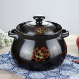 Ceramic Casserole Pot for Cooking Stew Pot Flower Pattern Double Handle ...