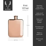 Viski Copper Flask - Stainless Steel Copper Plated Liquor Flask for ...
