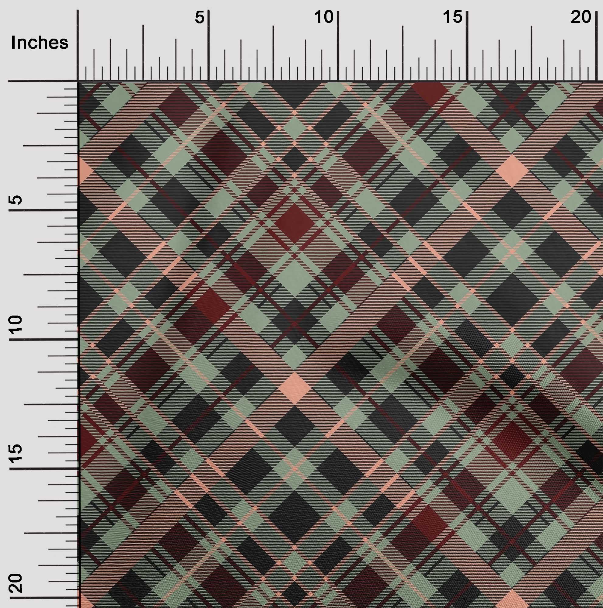 oneOone Silk Tabby Fabric Tartan Check Print Fabric BTY 42 Inch Wide ...