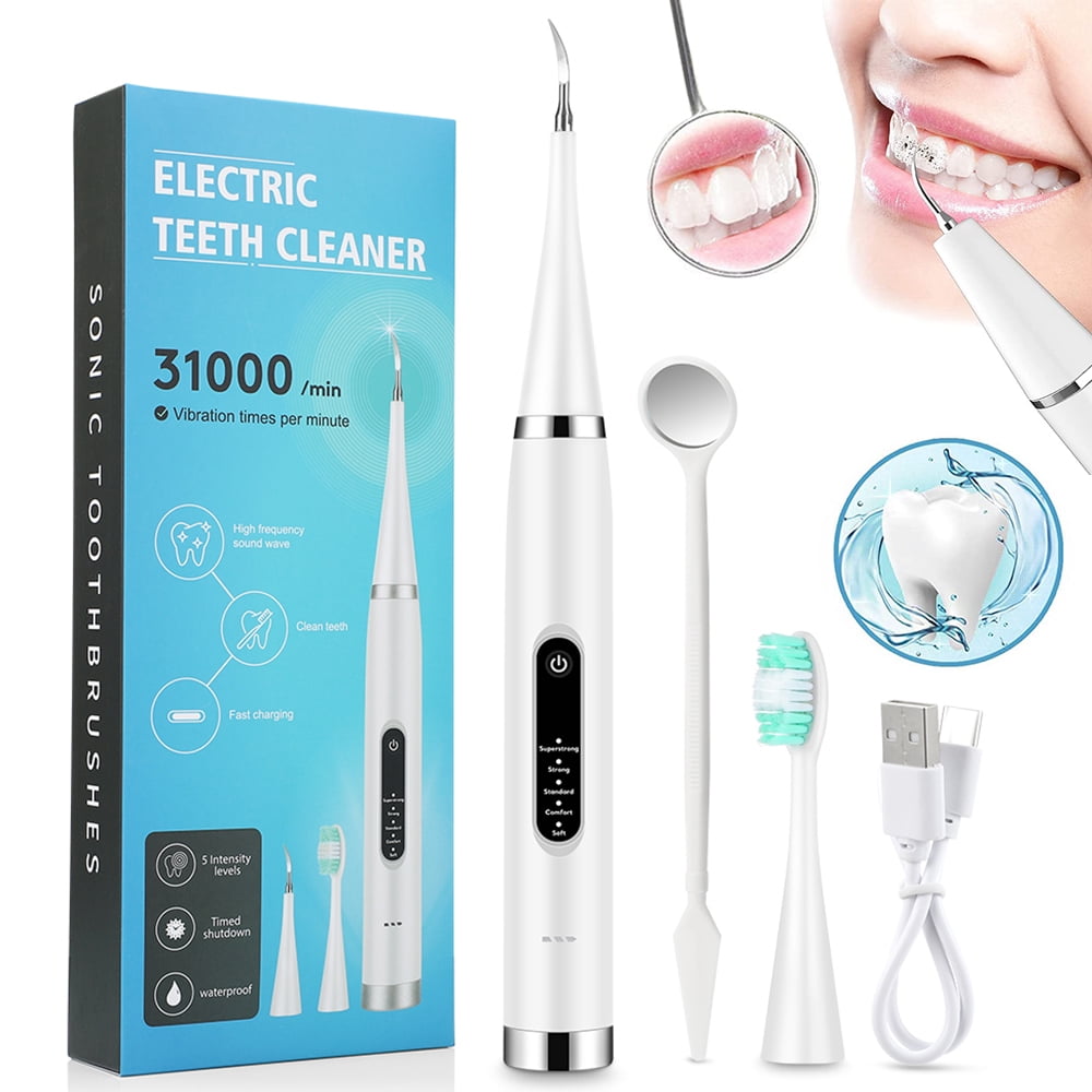 Electric Teeth Cleaning Kit Plaque Remover for Teeth - 5 Modes Tartar ...