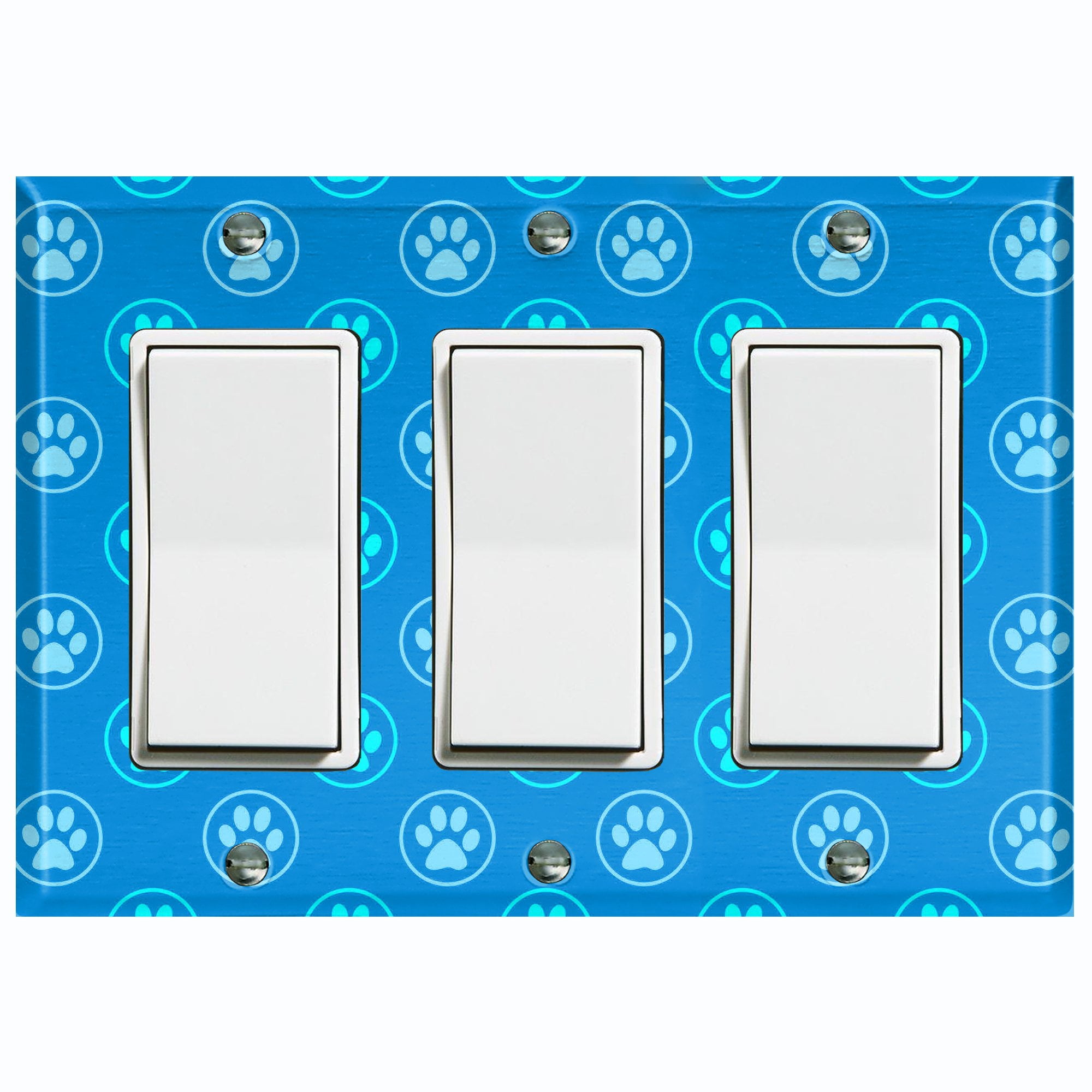 Metal Light Switch Plate Cover Puppy Dog Paw Print Logo Blue DOG041 ...