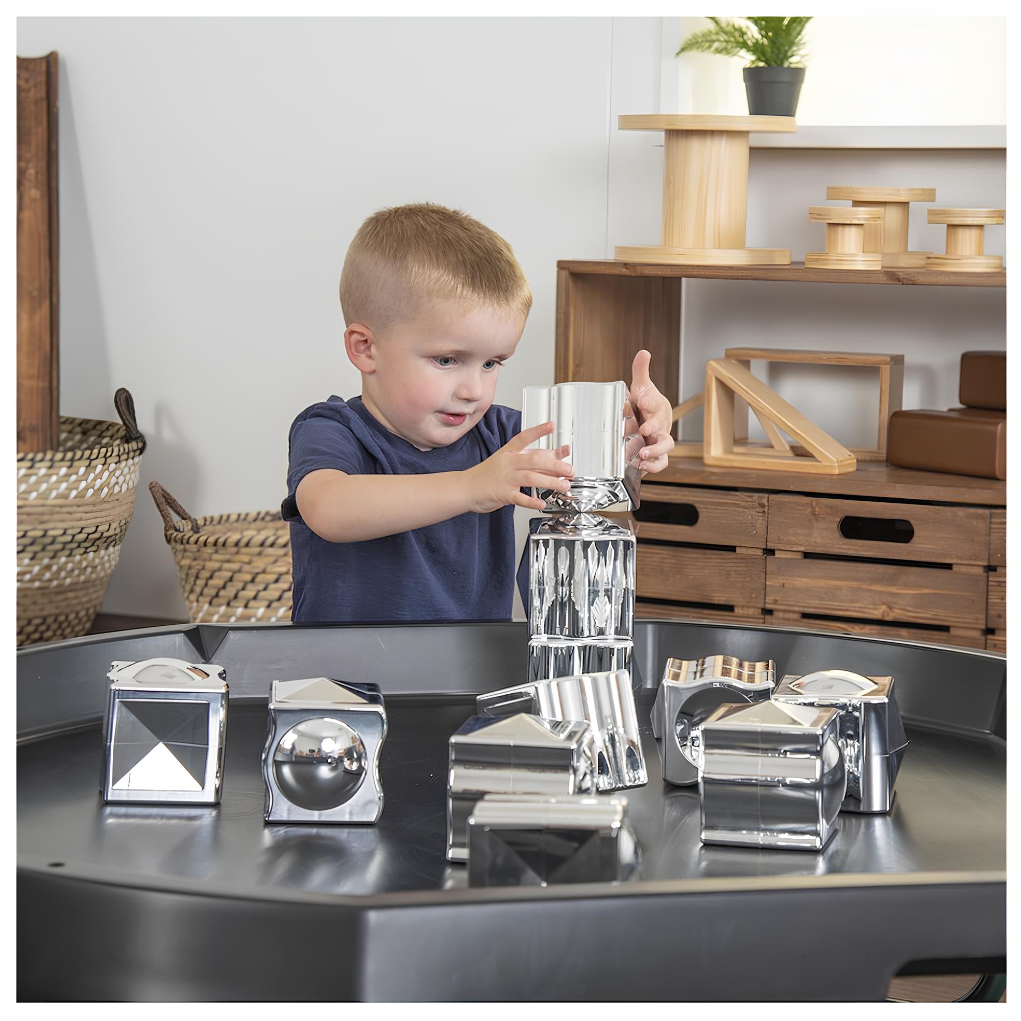 TTS 12-Piece Metallic Distorting Mirror Effect Building Stacking ...