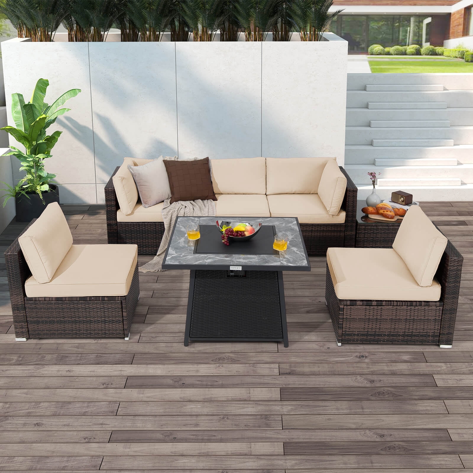Click here for Costway 7 Pcs Patio Furniture Set With 35 Propane... prices