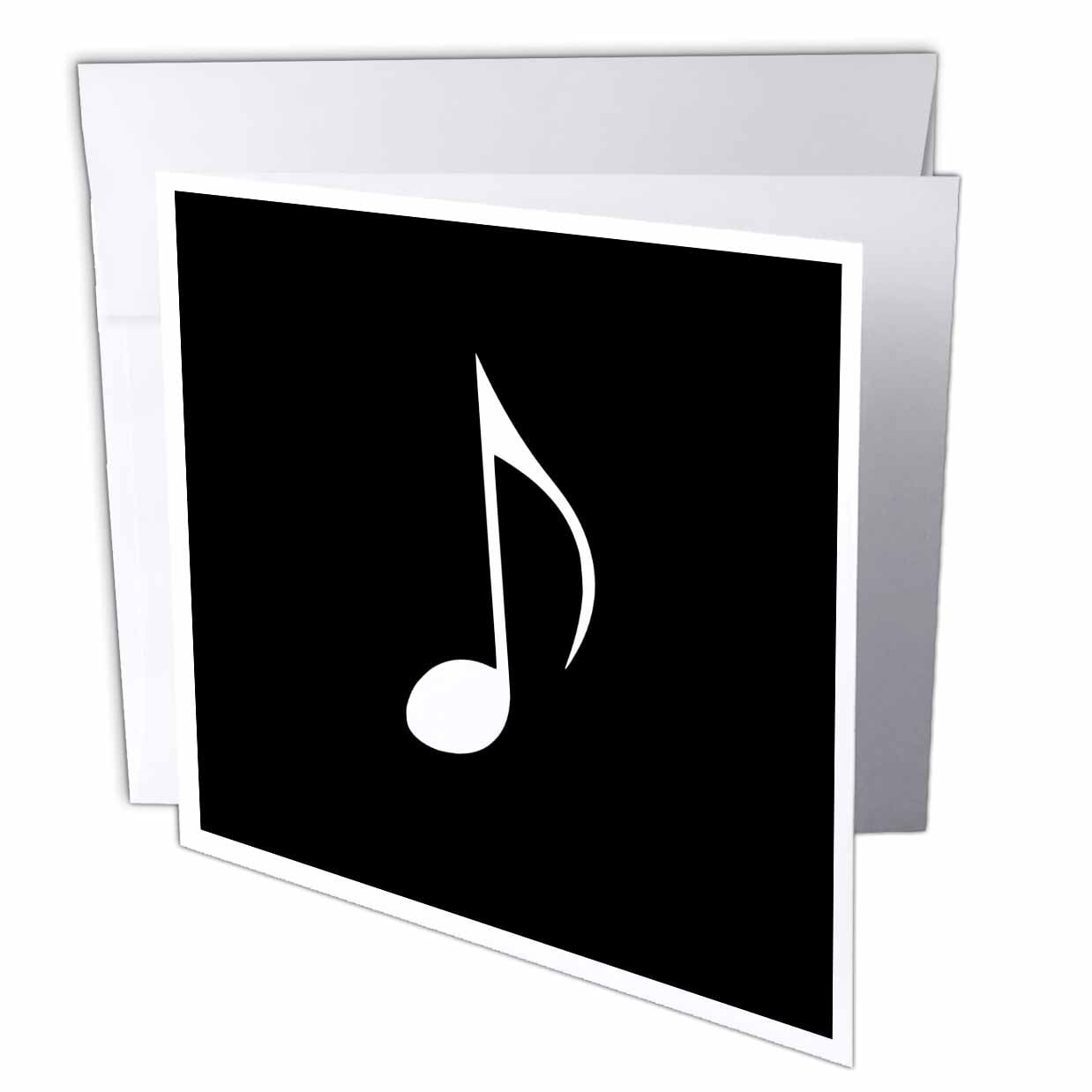 3dRose White Eighth Note Music Note on black. One single musical quaver ...
