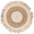 SAFAVIEH Cape Cod Susan Braided with Fringe Area Rug, 3' x 3' Round ...