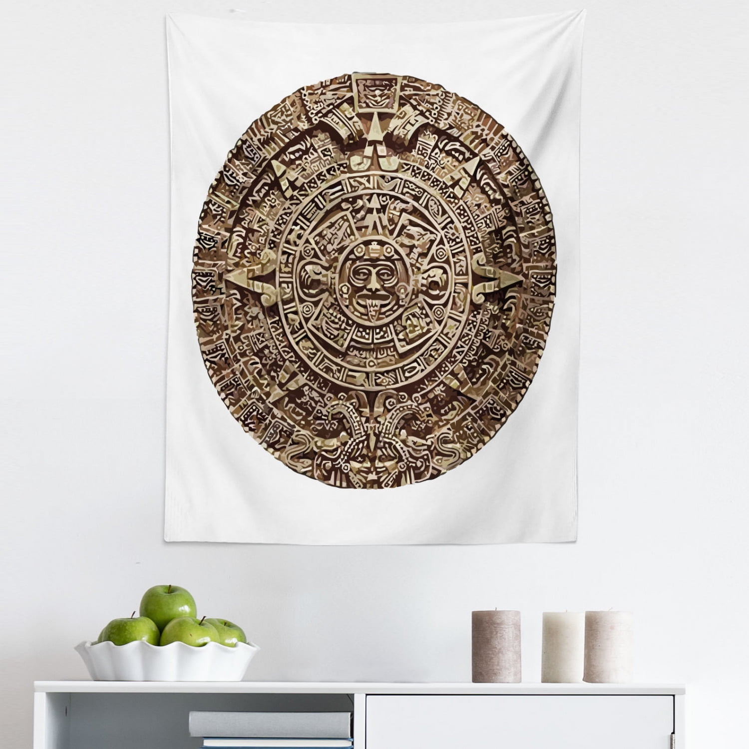 Aztec Tapestry, Tribal Themed Medallion of Mexican Civilization Tribal ...
