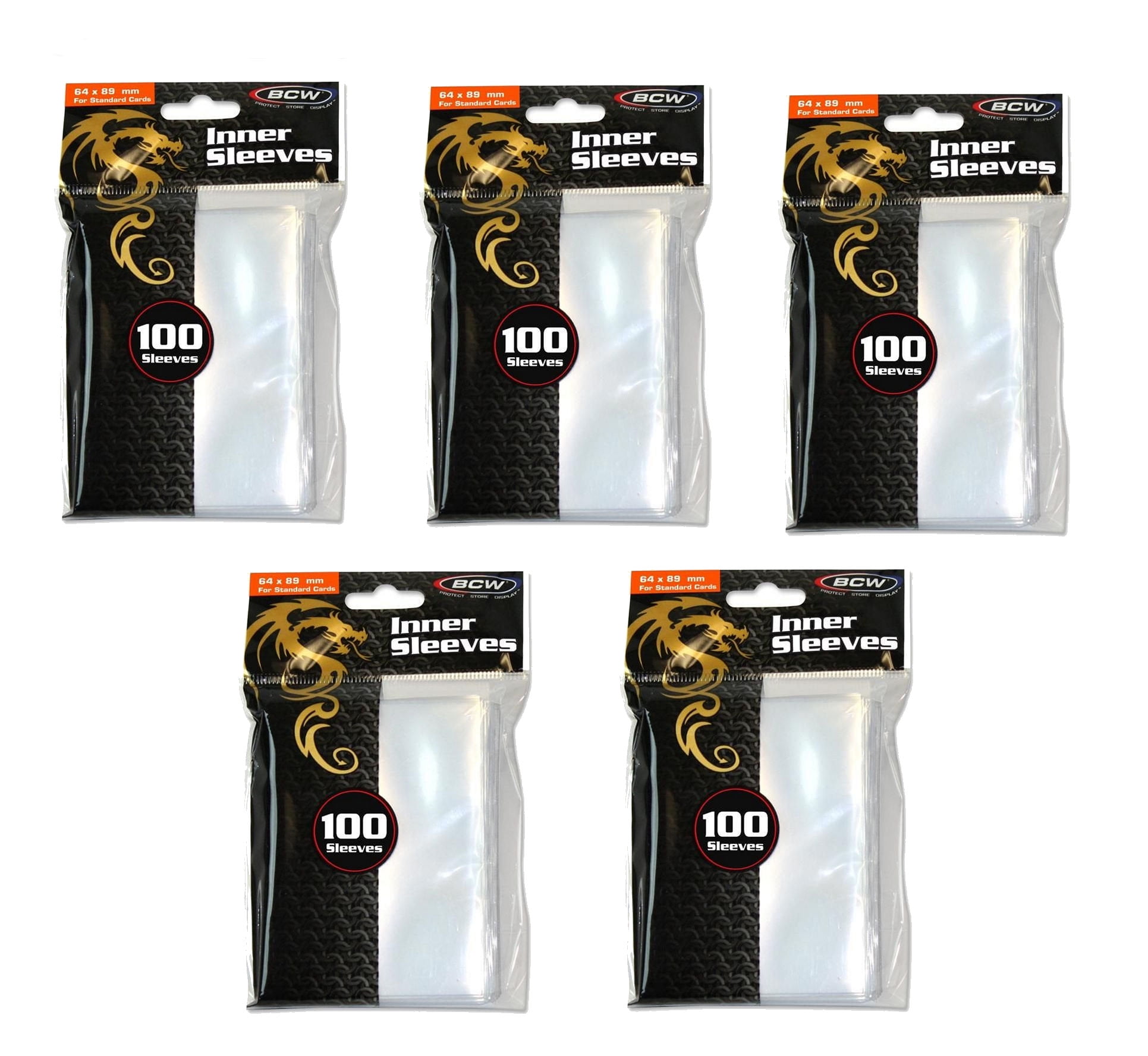 BCW 100 Count Standard Size Inner Clear Sleeves - 5 Packs - Walmart.com