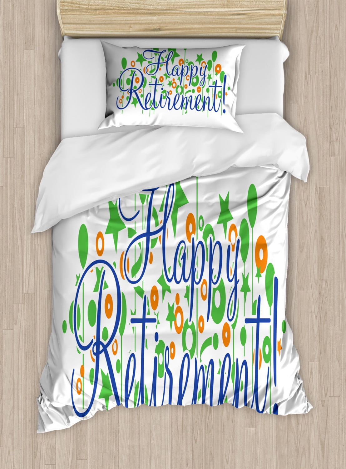 Retirement Party Twin Size Duvet Cover Set, Calligraphy Retirement Font ...