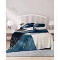 Full Size Abstract Geometric Sheet Sets Dynamic Blue Gold Beige Art ...