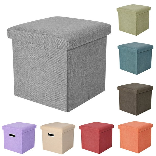 Folding Storage Ottoman Cube Space-Saving Storage Toy Box Foot Rest ...