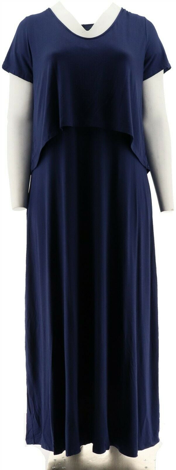 Lisa Rinna Collection Knit Maxi Dress Overlay Blue Indigo XS NEW ...