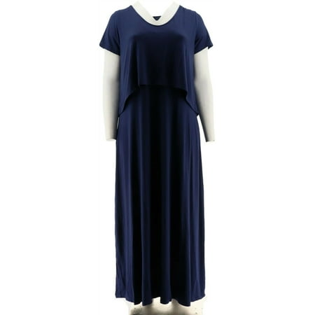 Lisa Rinna Collection Knit Maxi Dress Overlay Blue Indigo XS NEW ...