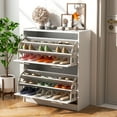 Gymax Shoe Cabinet w/ 2 Flip Drawers Anti-toppling Device Freestanding ...