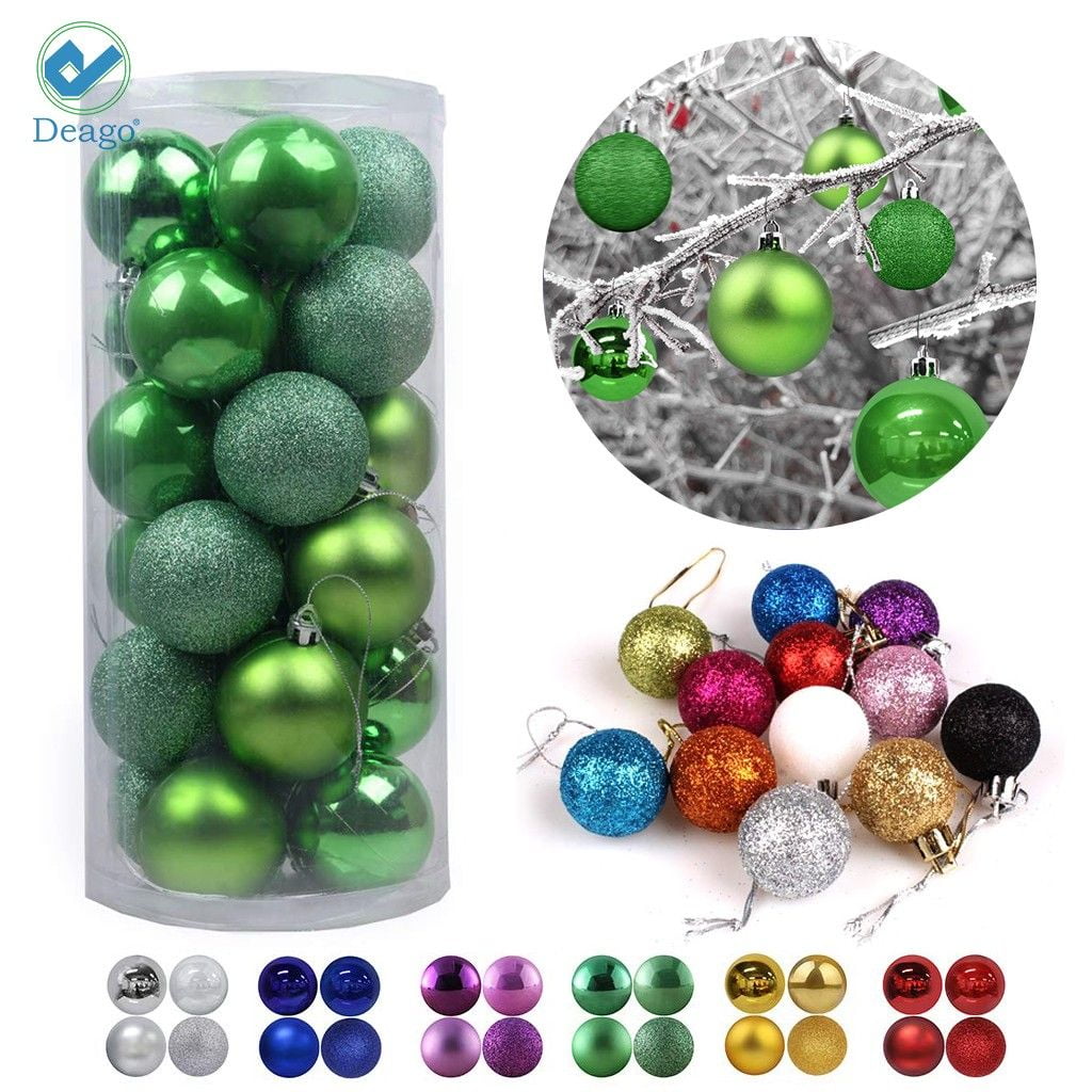 Deago 24Pcs Christmas Ball Ornaments Small Shatterproof Xmas Tree ...
