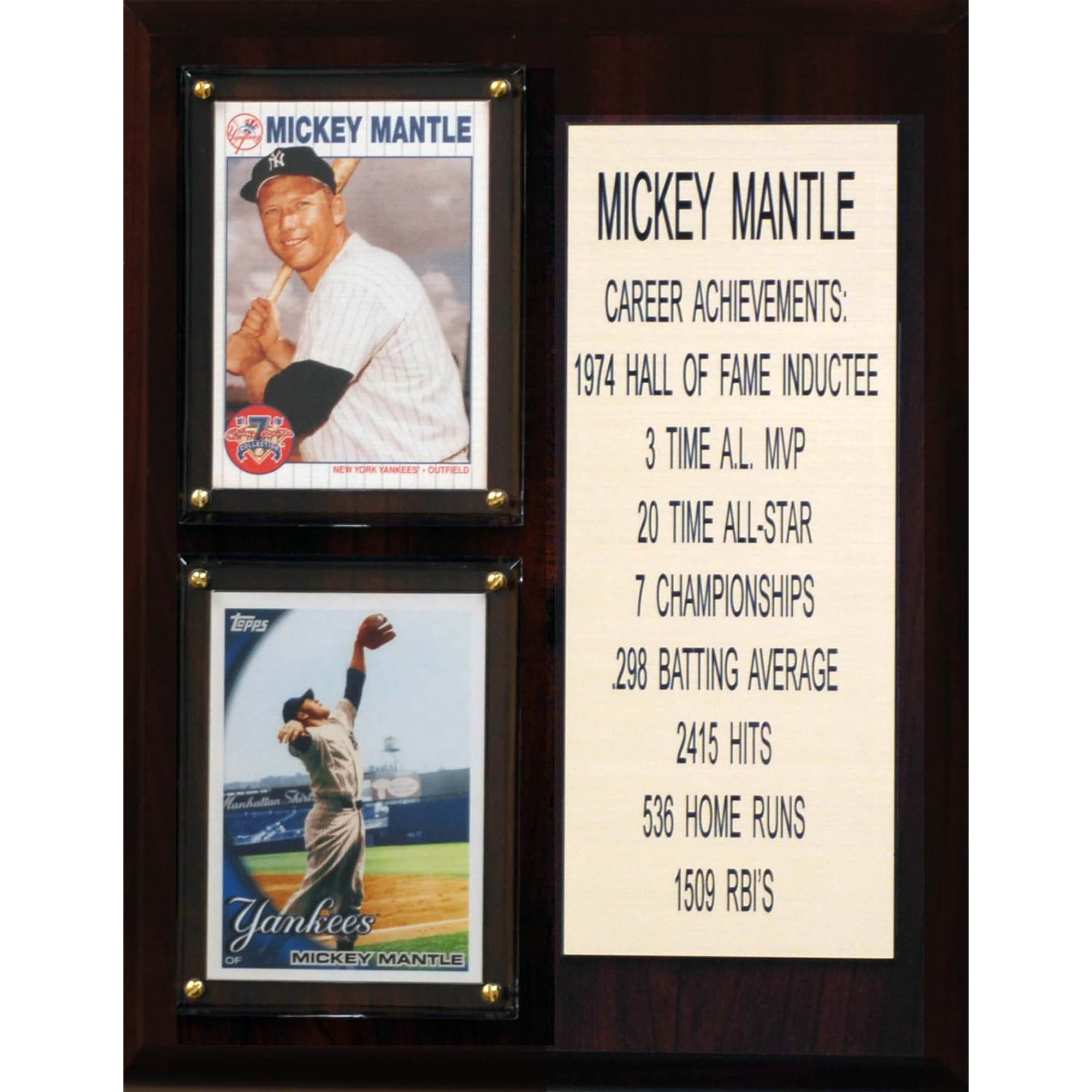 Mickey Mantle New York Yankees 8'' x 10'' Plaque - Walmart.com