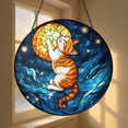 Cat Moon Scene Suncatcher – Decorative Faux Stained Glass Window Art ...
