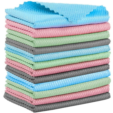 12 Pack Cleaning Cloths, 40 X 30Cm Microfiber Cleaning Cloths Reusable ...
