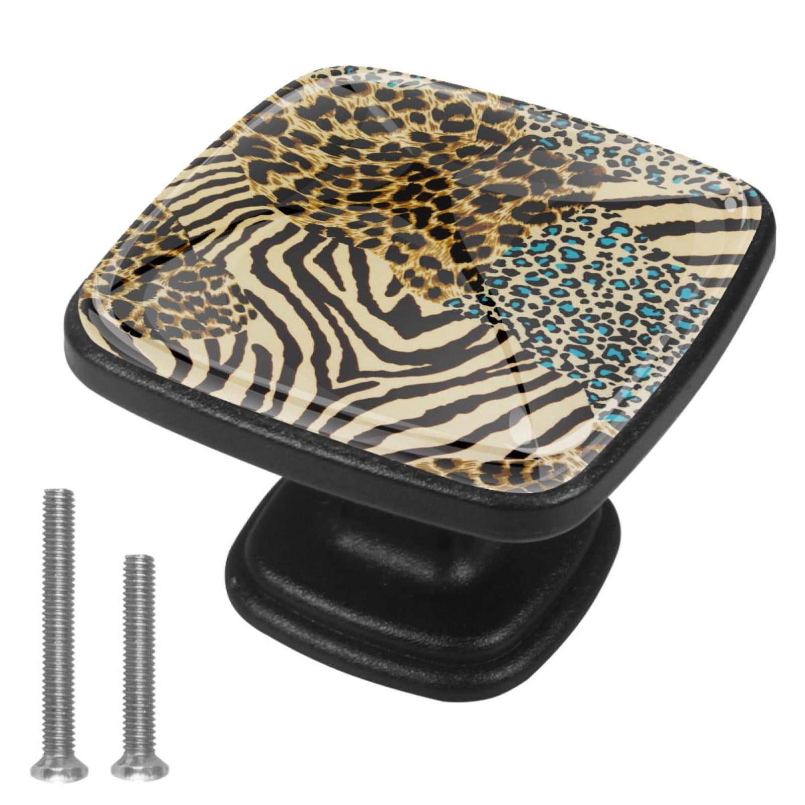 4 Pcs Cabinet Handle Drawer Pulls Mixed Animal Skin Print Knobs with ...