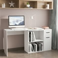 WOODYHOME L-Shaped Corner Desk, 180 Rotating, Study Workstation with 2 ...