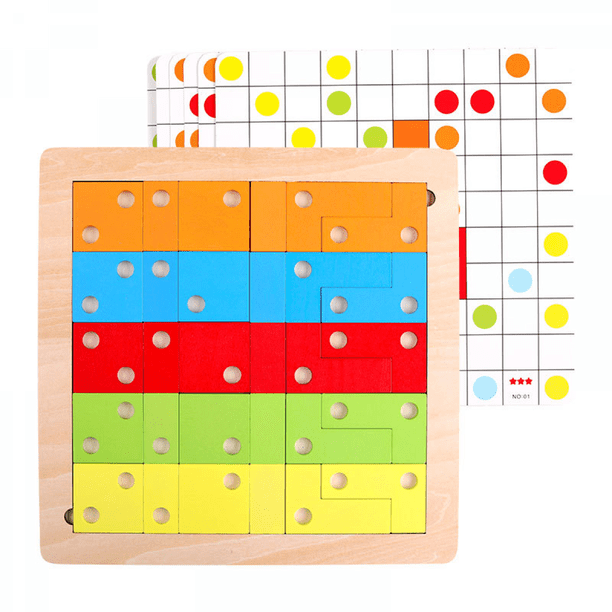 Wooden Blocks Puzzle Brain Teasers Toy Tangram Jigsaw Intelligence ...