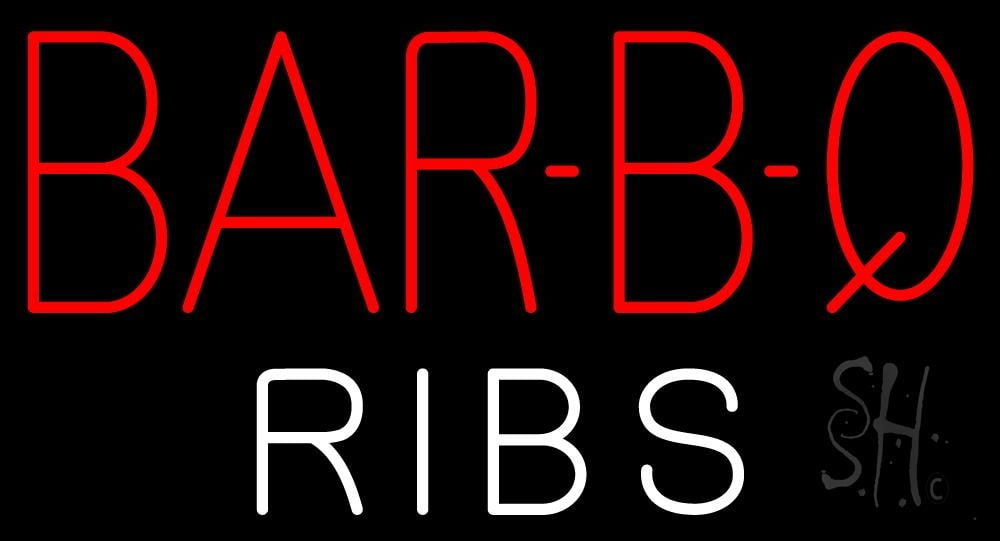 Bar B Q Ribs LED Neon Sign 13 x 24 - inches, Clear Edge Cut Acrylic ...