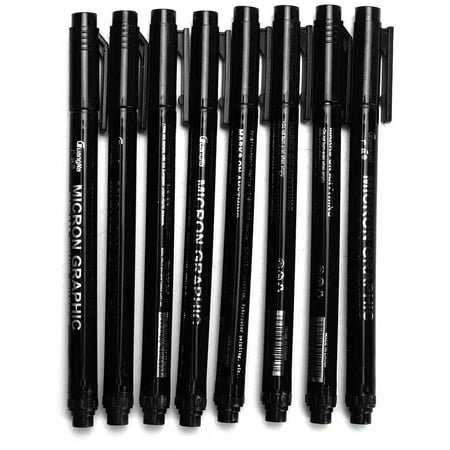 8Pcs Fineliner, Precision Micro-Line Pens, Black Waterproof Fine Line ...