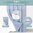 Blue 60"W x 74"L (Pack of 1) Waffle Weave No Hook Shower Curtain with ...