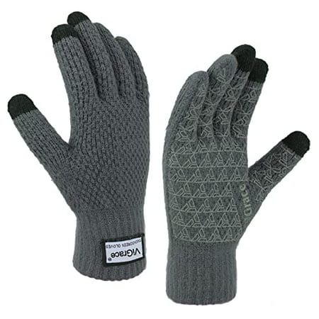 Winter Warm Touchscreen Gloves for Men and Women Touch Screen Fleece Lined Knit Anti-Slip Wool ...